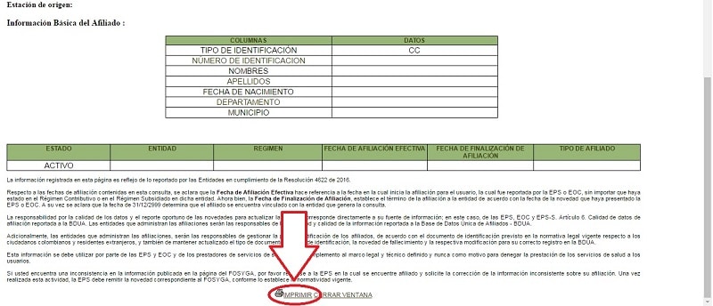 FOSYGA - Consulta y certificado de Afiliados a EPS y SISBEN